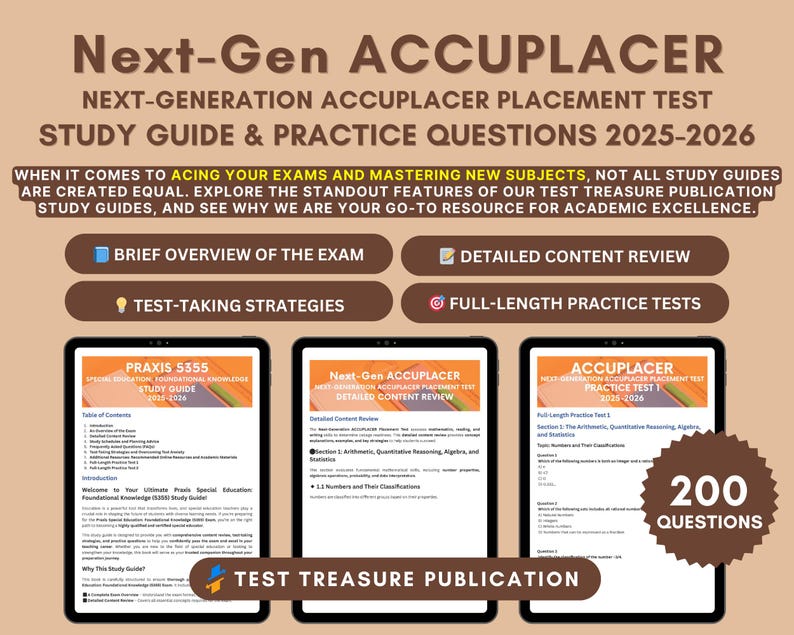 ACCUPLACER Study Guide 2025-2026: Math, Reading, Writing + 2 Practice ...