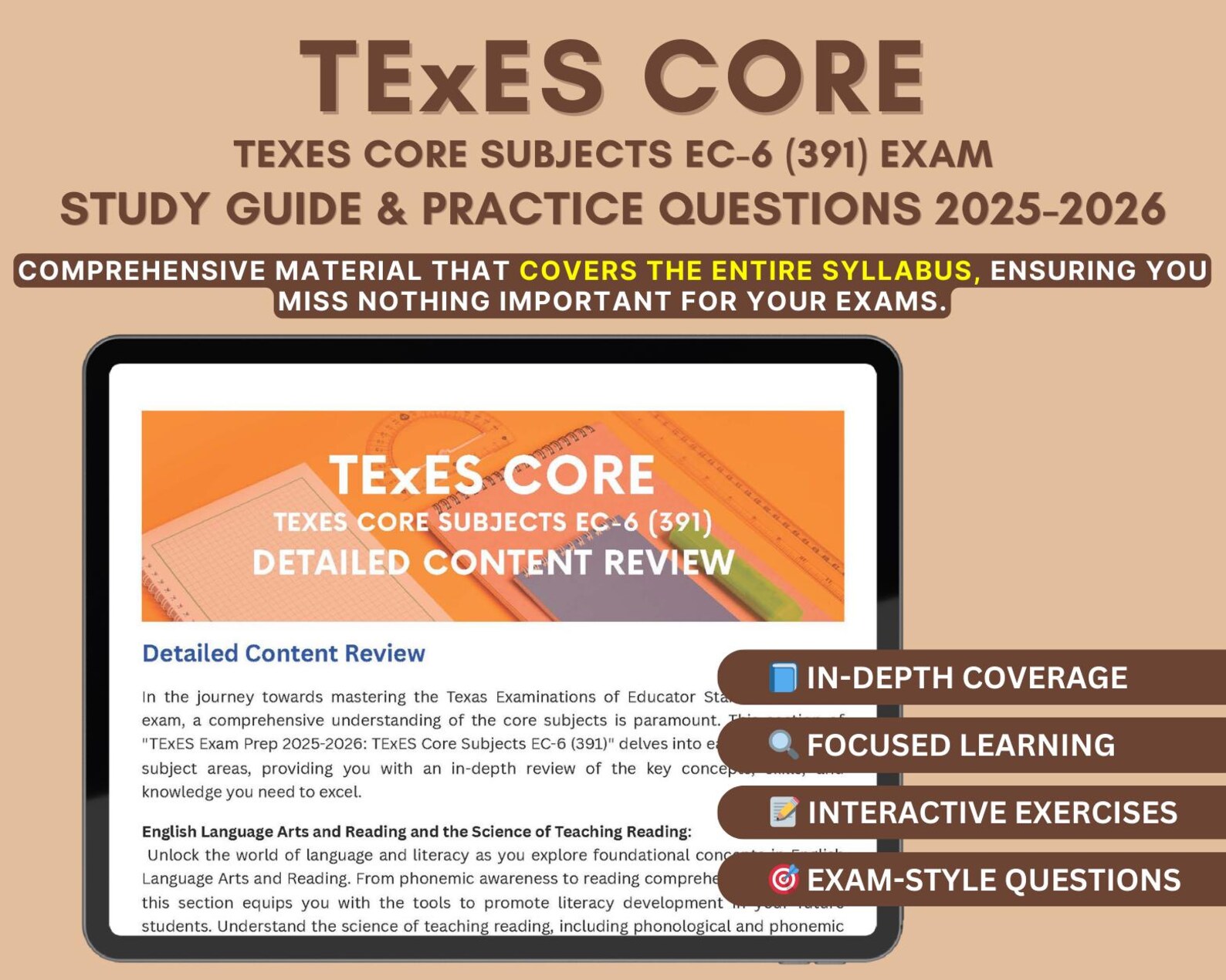 Texes Core Subjects EC-6 Study Guide 2025-2026: Practice Tests - Etsy