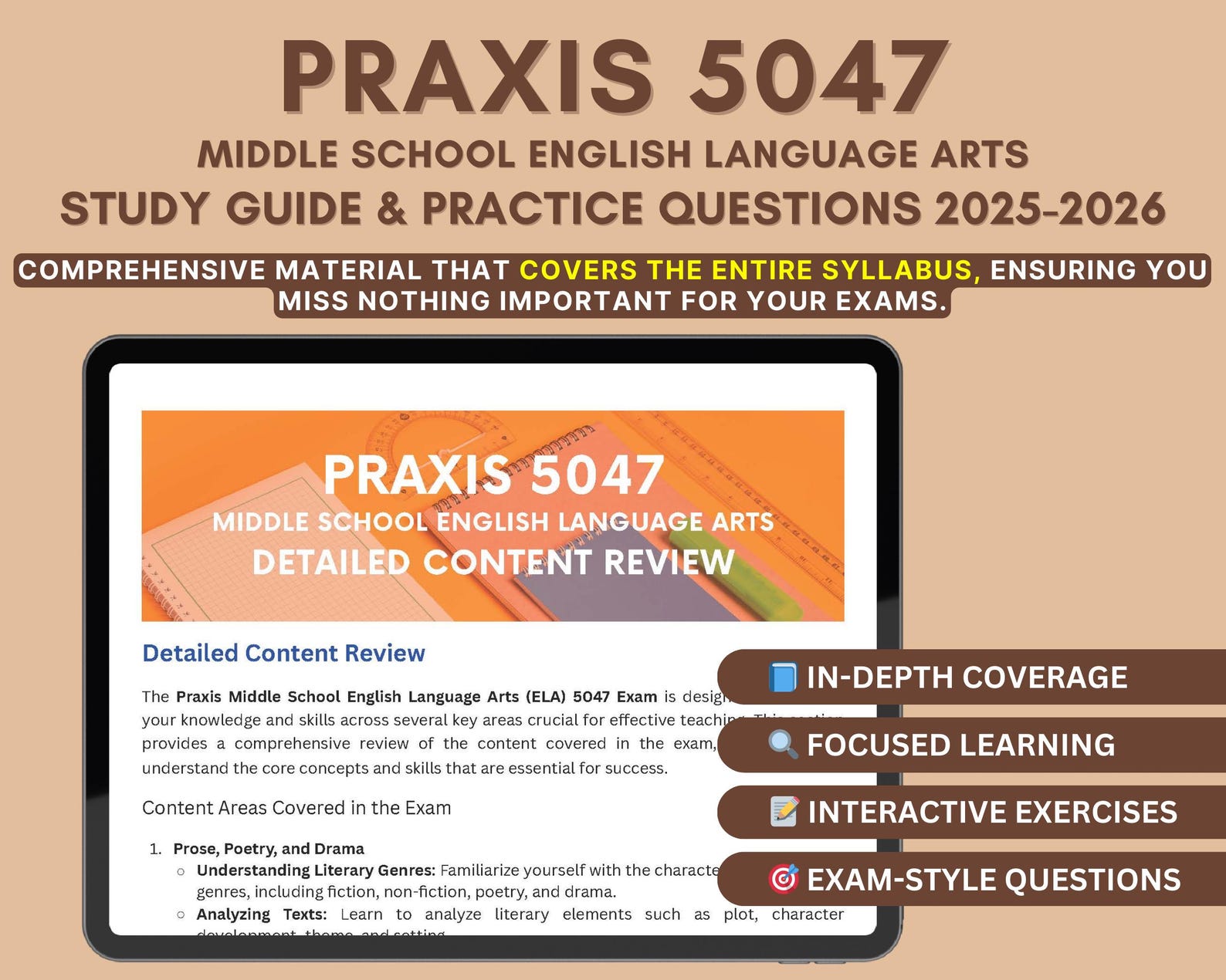 Praxis 5047 Study Guide: Middle School English Language Arts Exam Prep ...