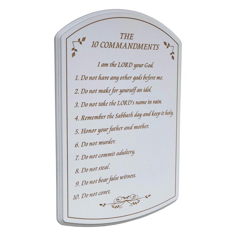 Ten Commandments Tablet Plaque: Purity White Sandstone and Tan Text ...