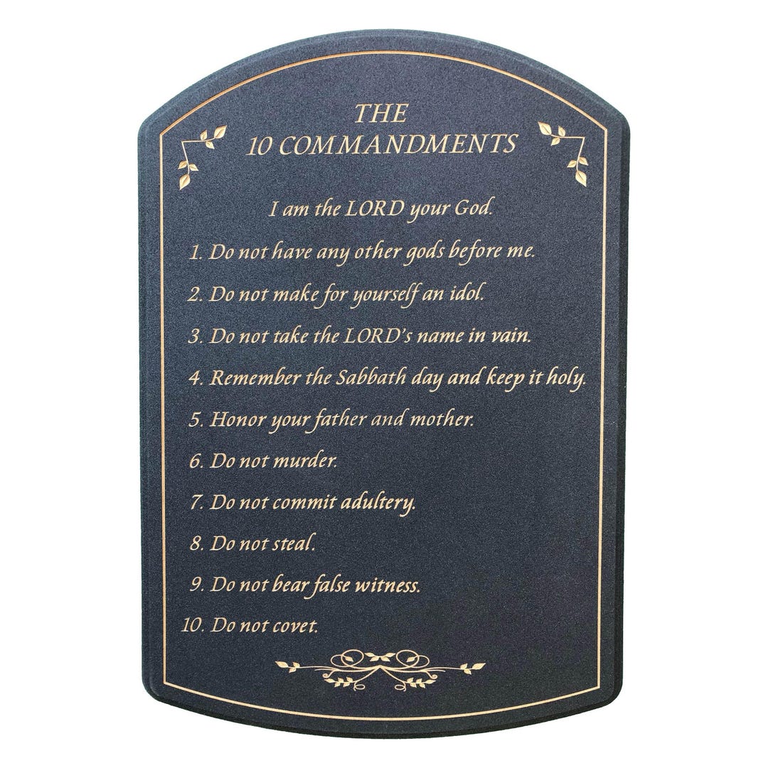 Ten Commandments Tablet Plaque: Coal Gray Sandstone and Tan Text Finish ...