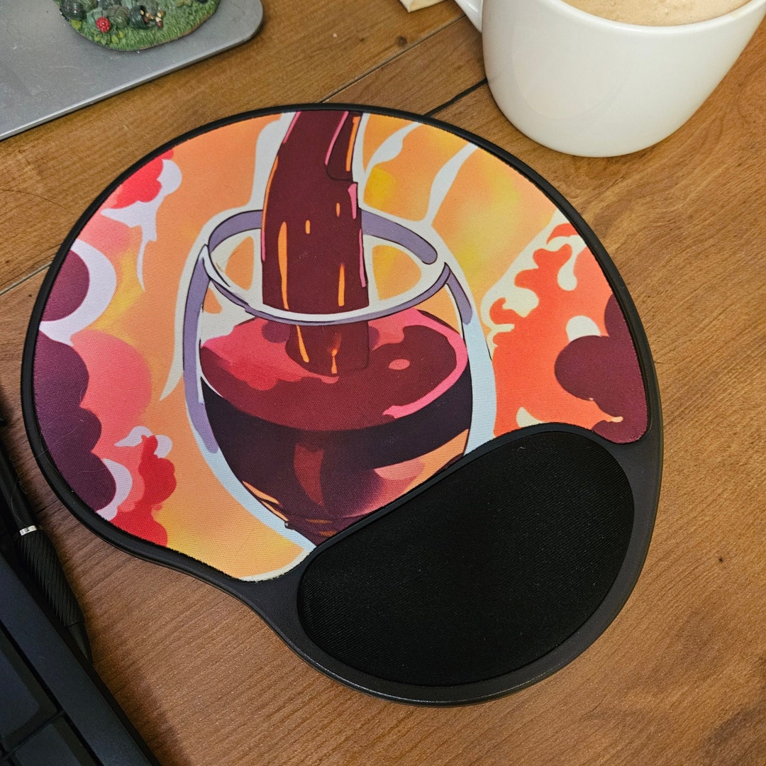 Red Wine Glass Mouse Pad, Computer Mouse Pad, Office Work Mousepad ...