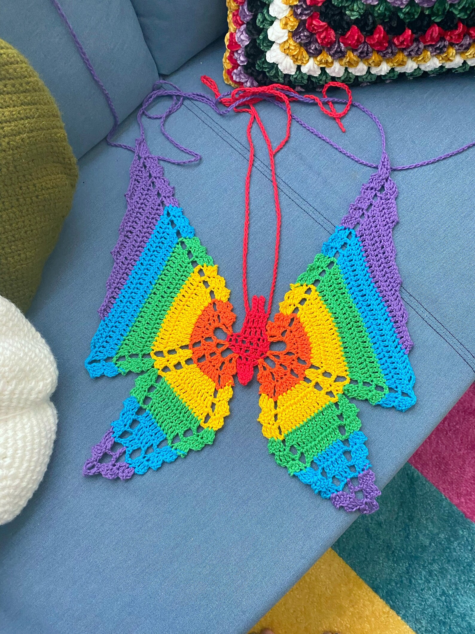 Pride Rainbow Butterfly Top Lgbtq Handmade Crochet One Size Fits Most ...