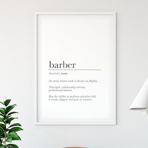 Barber Definition Print, Barber Shop Wall Decor, Dictionary Printable ...