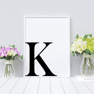 Letter K Printable, Initial Wall Decor, B&W Typography, Typography Art ...