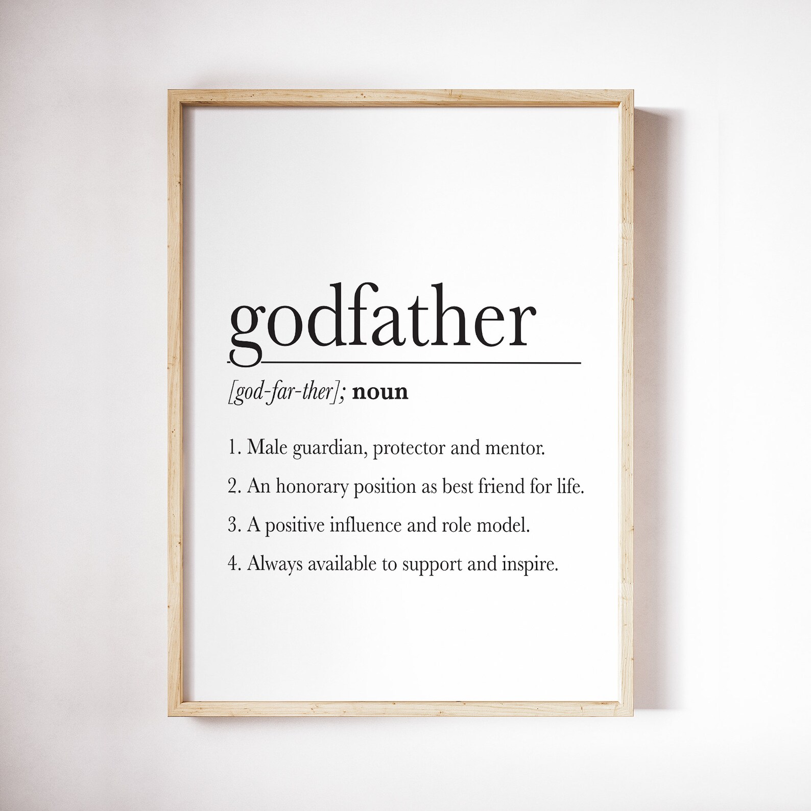 Godfather Definition Print Printable DIGITAL ART Godfather Gift for ...