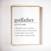 Godfather Definition Print Printable DIGITAL ART Godfather Gift for ...