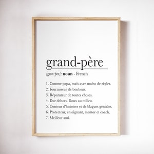 Grand Pere French Definition Print: Grandfather Wall Art (digital ...