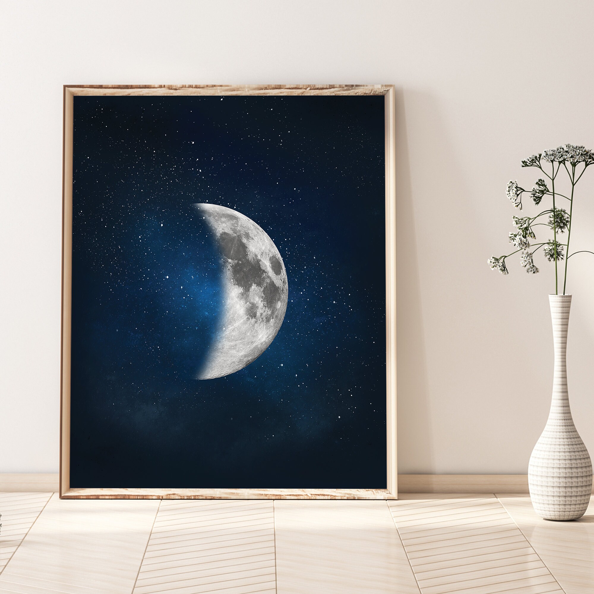 Moon Print Night Sky Starry Night Moon Wall Art Moon - Etsy
