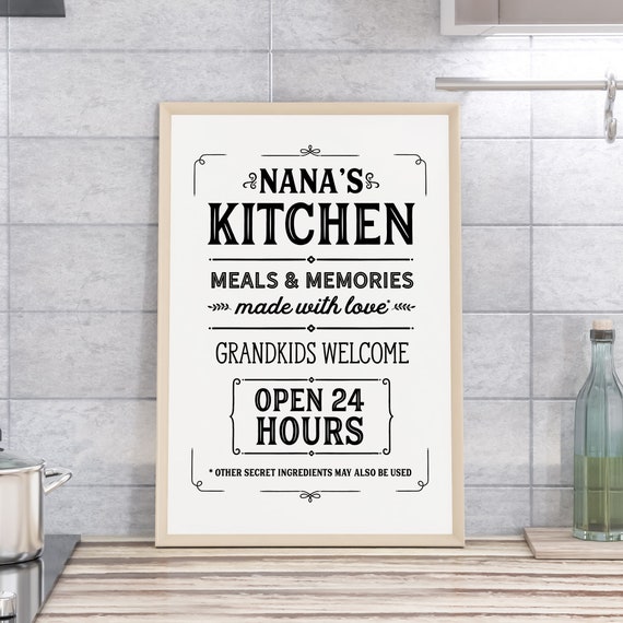 Nana's Kitchen Sign Best Nana Vintage Kitchen Sign | Etsy