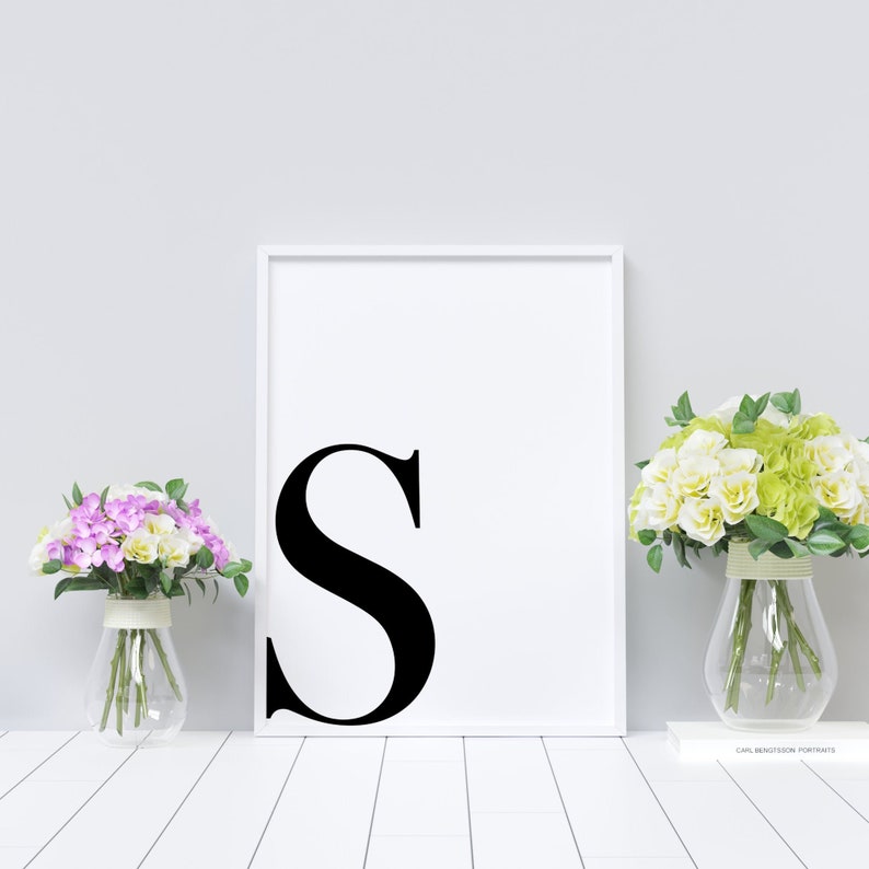 Letter S Printable, Initial Wall Decor, B&W Typography, Typography Art ...