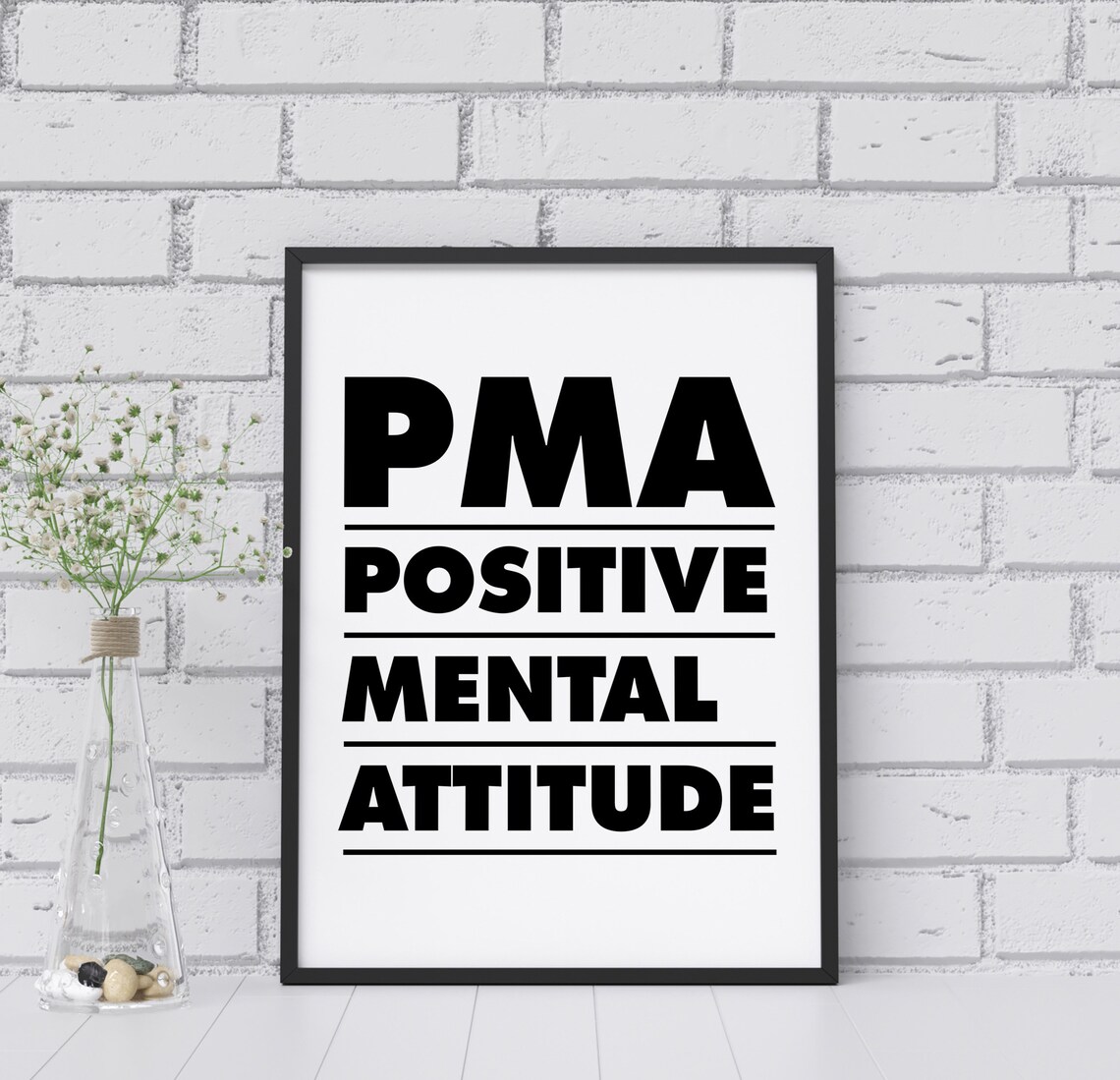 Positive Mental Attitude Motivational Poster Work Hard Wall - Etsy