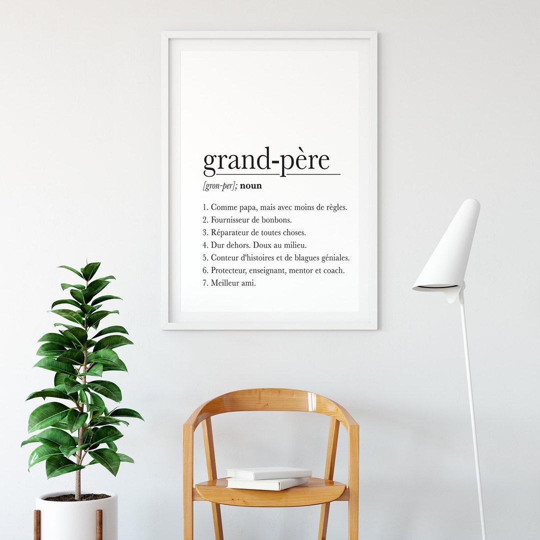 Grand Pere French Definition Print, Grandad Definition Wall Art, French ...