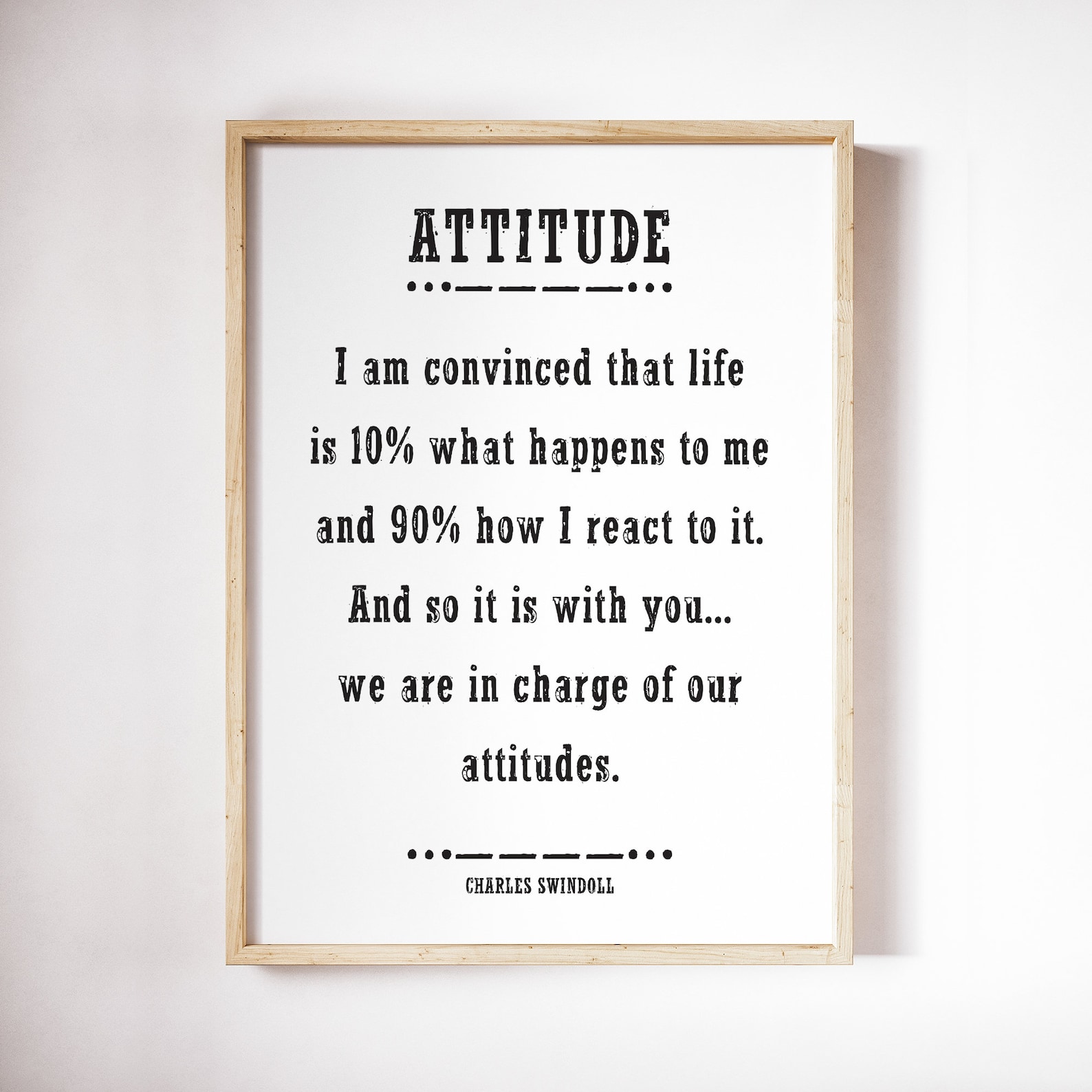 Charles Swindoll Attitude Quote Art Print, Inspirational Poster ...