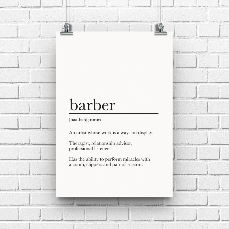 Barber Definition Print, Barber Shop Wall Decor, Dictionary Printable ...