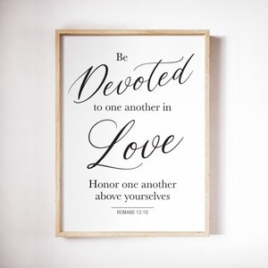 Romans 12:10, Wedding Sign Wall Decor, Be Devoted to One Another in ...