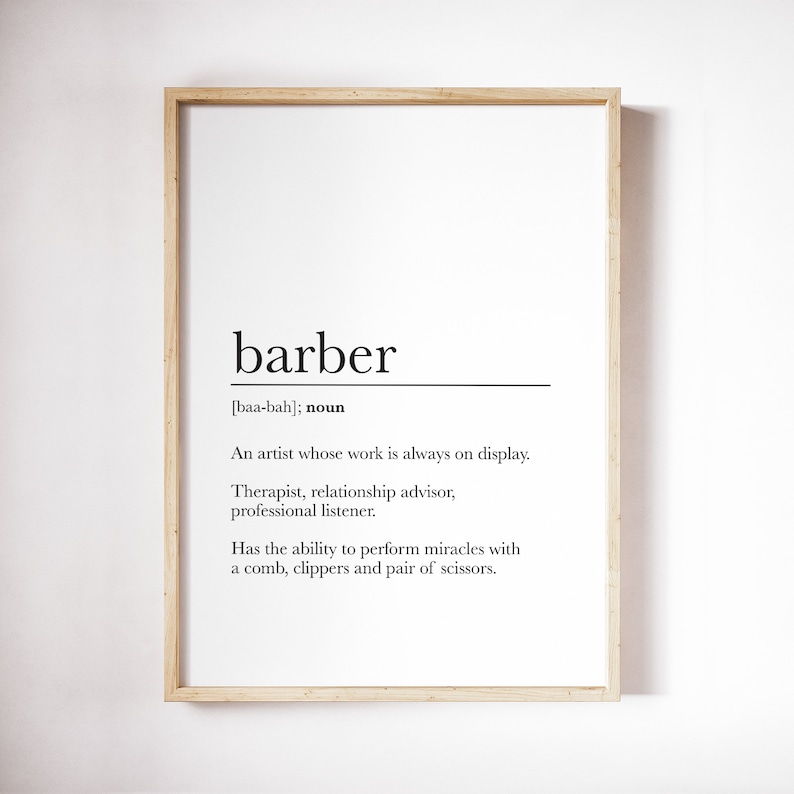 Barber Definition Print, Barber Shop Wall Decor, Dictionary Printable ...