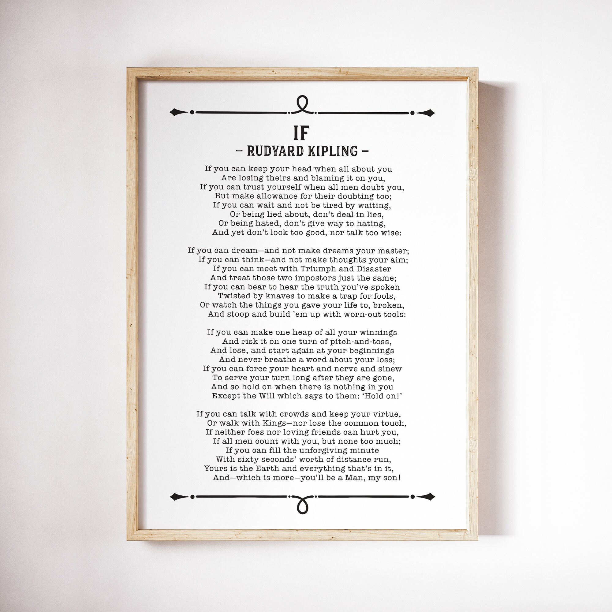 IF Poem Print Rudyard Kipling, Poetry Lover Gift, Instant Download - Etsy