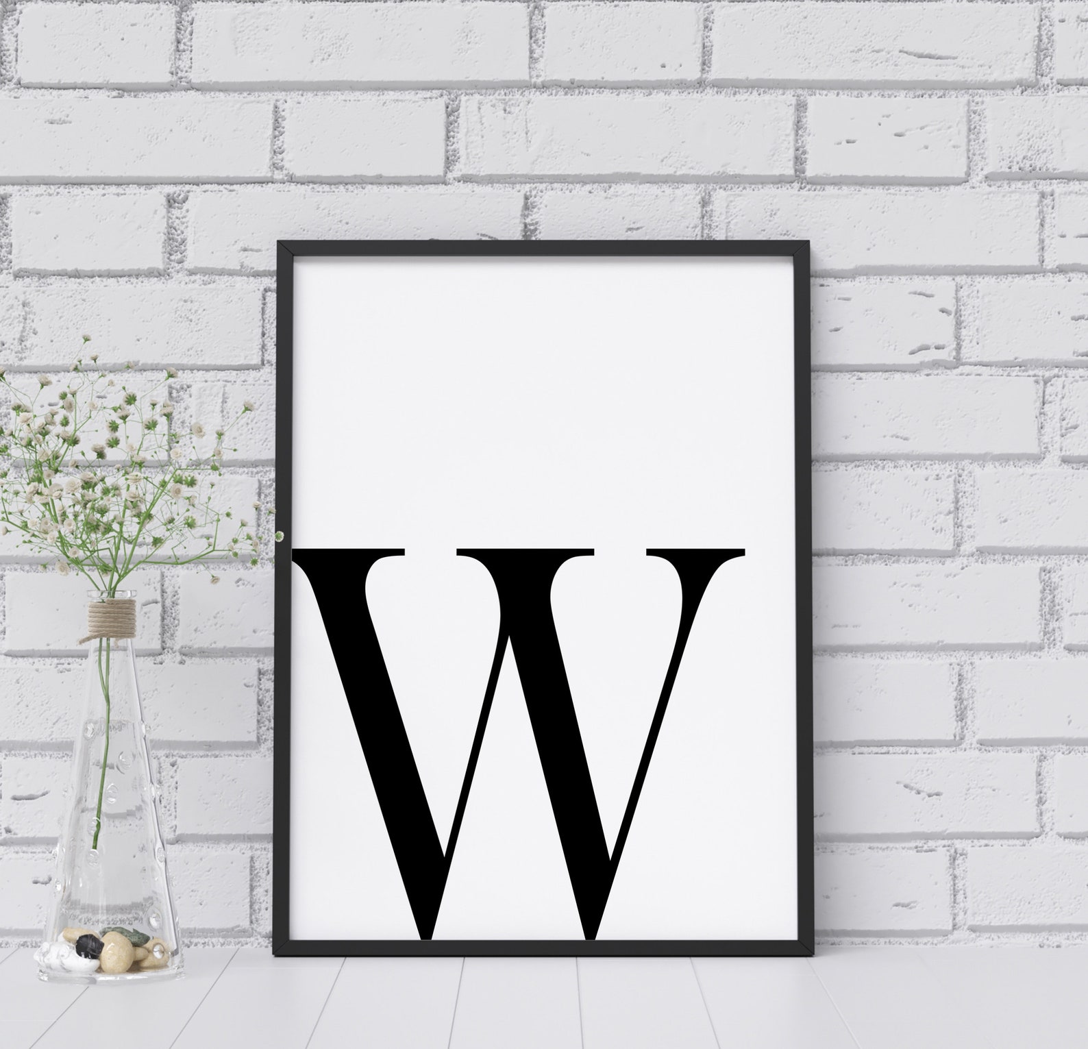 Letter W Printable, Initial Wall Decor, B&W Typography, Typography Art ...