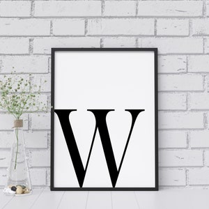 Letter W Printable, Initial Wall Decor, B&W Typography, Typography Art ...
