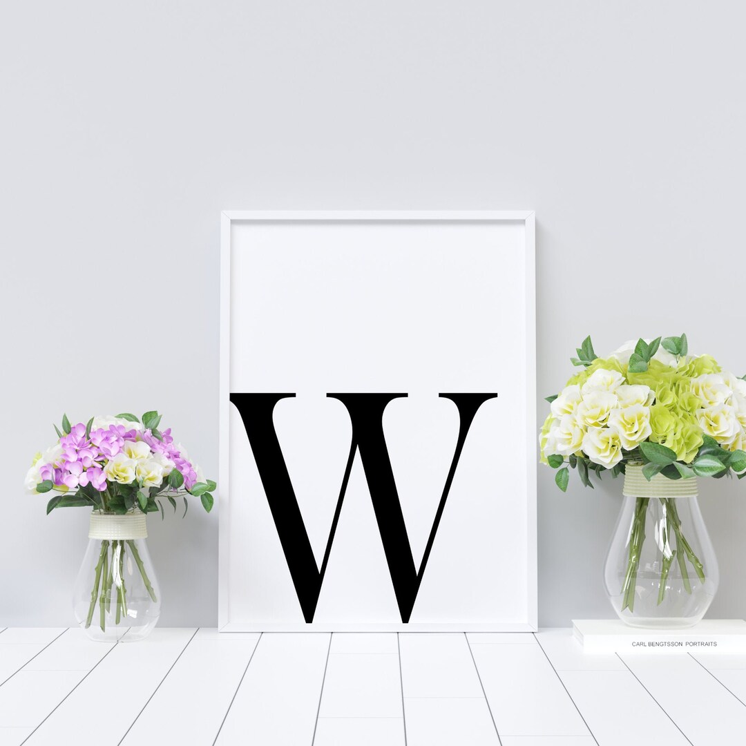 Letter W Printable, Initial Wall Decor, B&W Typography, Typography Art ...
