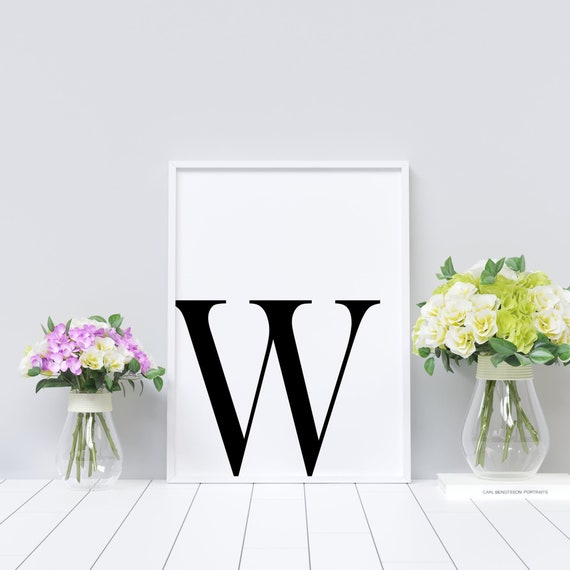 Letter W Printable Initial Wall Decor B&W Typography | Etsy Australia