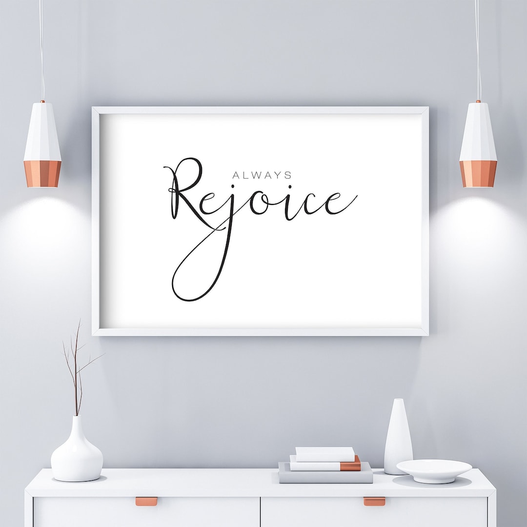 Bible Verse Prints, Always Rejoice Printable Art, Printable Wall Art ...
