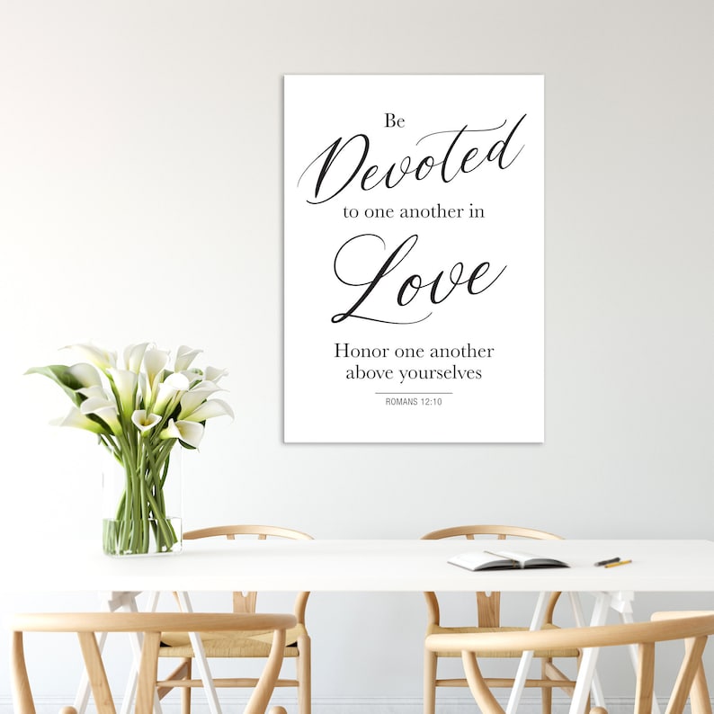 Romans 12:10, Wedding Sign Wall Decor, Be Devoted to One Another in ...