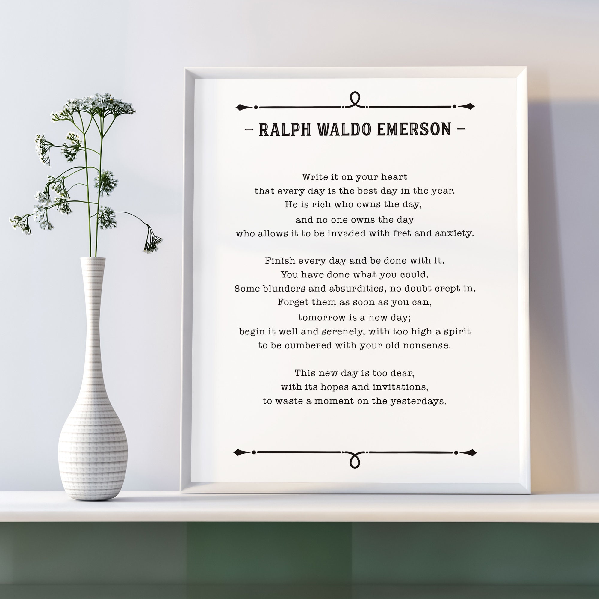 Ralph Waldo Emerson Quote, Write It on Your Heart, Poetry Lover Gift ...