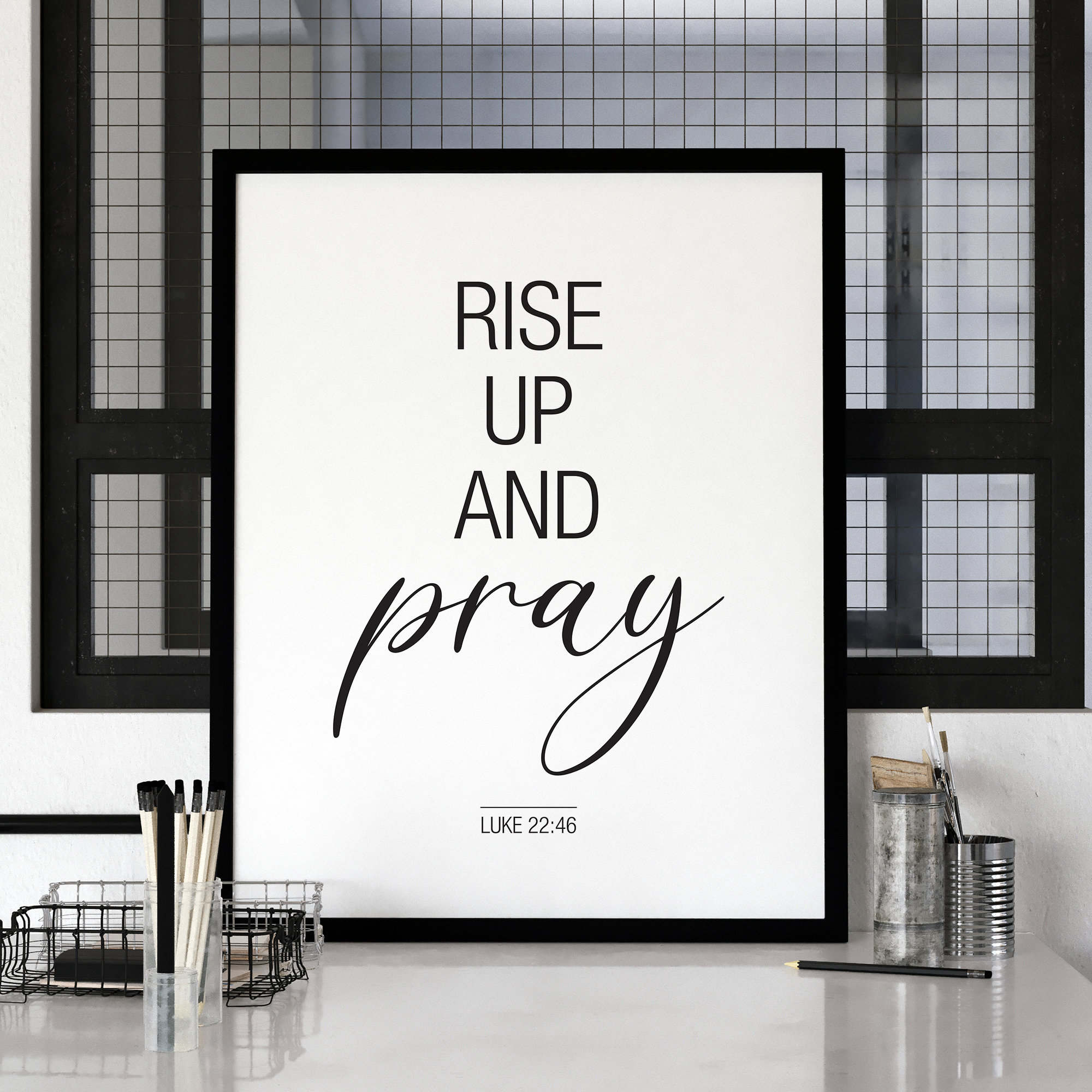 Rise Up And Pray Printable Art Luke 22:46 Bible Verse Wall | Etsy