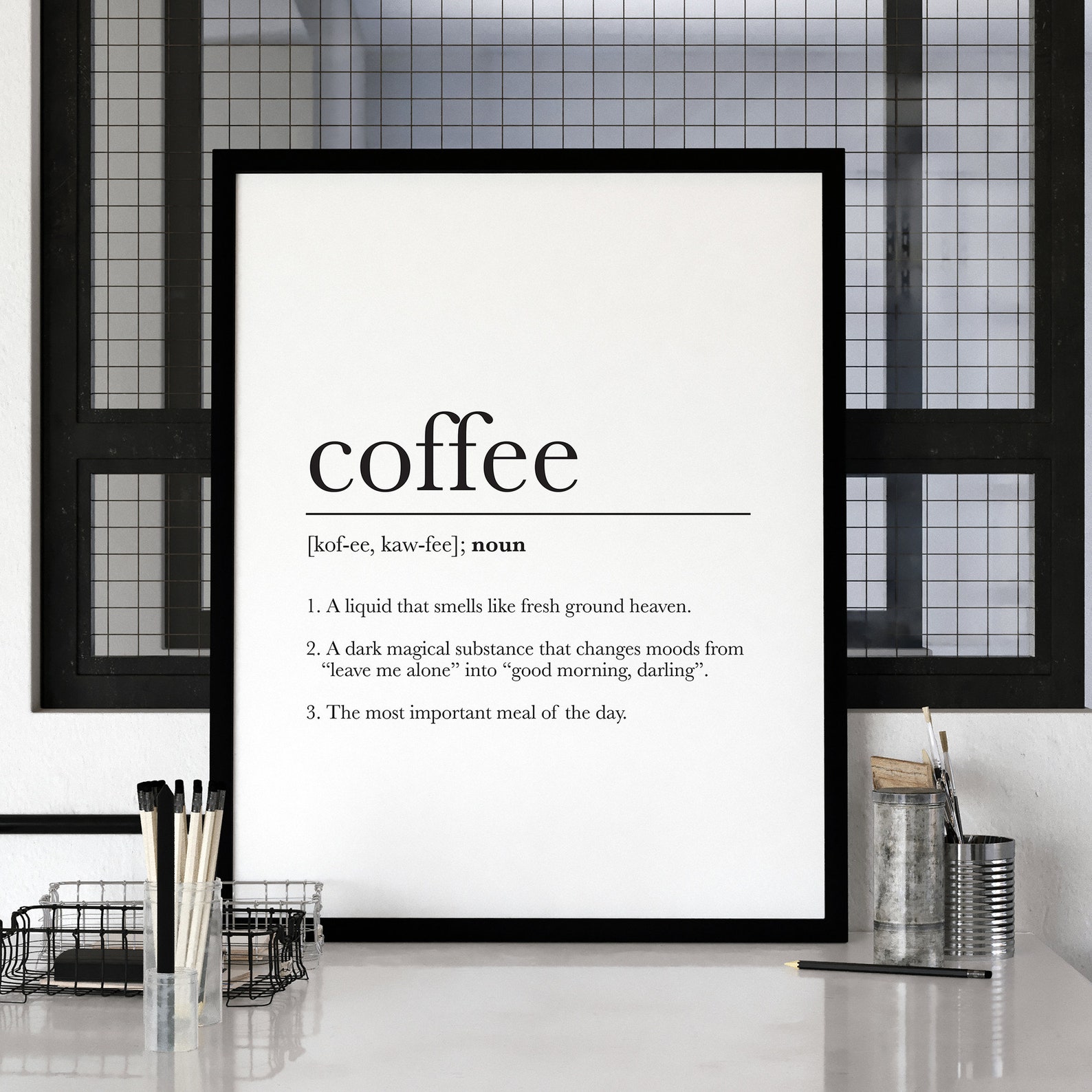 Coffee Definition Printable Wall Art Coffee Print Coffee Poster Funny ...