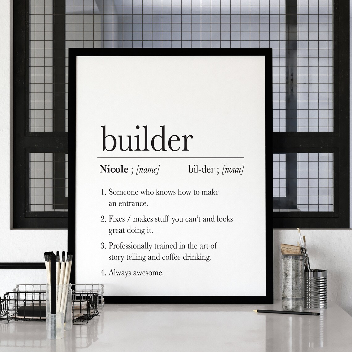 Personalized Builder Gift, Builder Definition Print, Gift for Dad ...