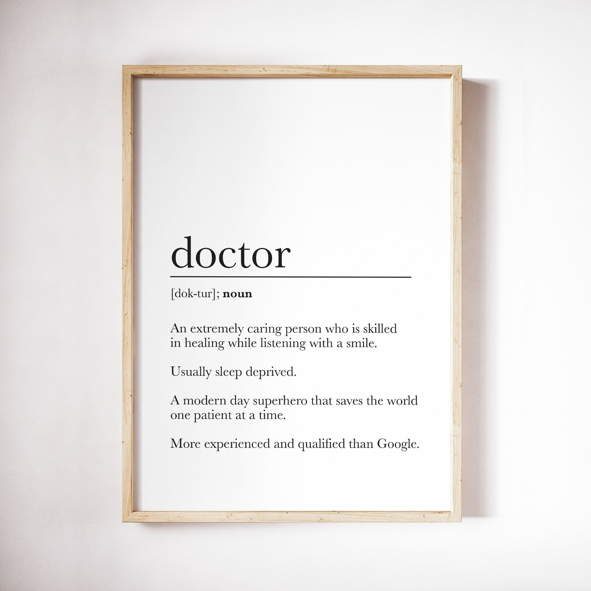 Doctor Gift Definition Poster Print, Doctor Graduation Gift, Medical ...