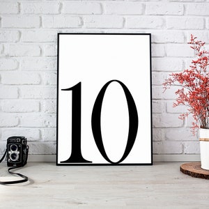 Number Ten, Number 10, Number Wall Decor, B&W Typography, Typography ...