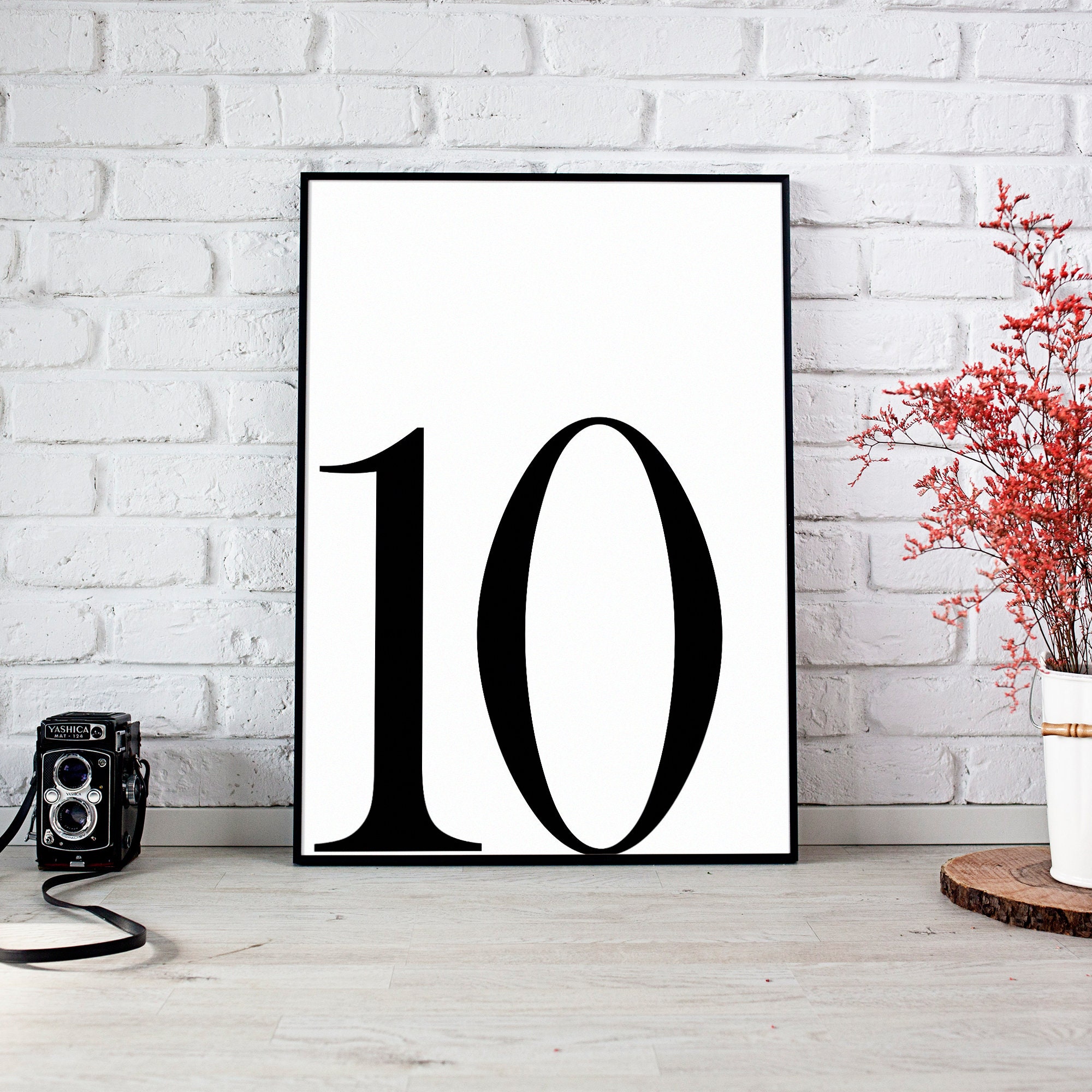 Number Ten, Number 10, Number Wall Decor, B&W Typography, Typography ...