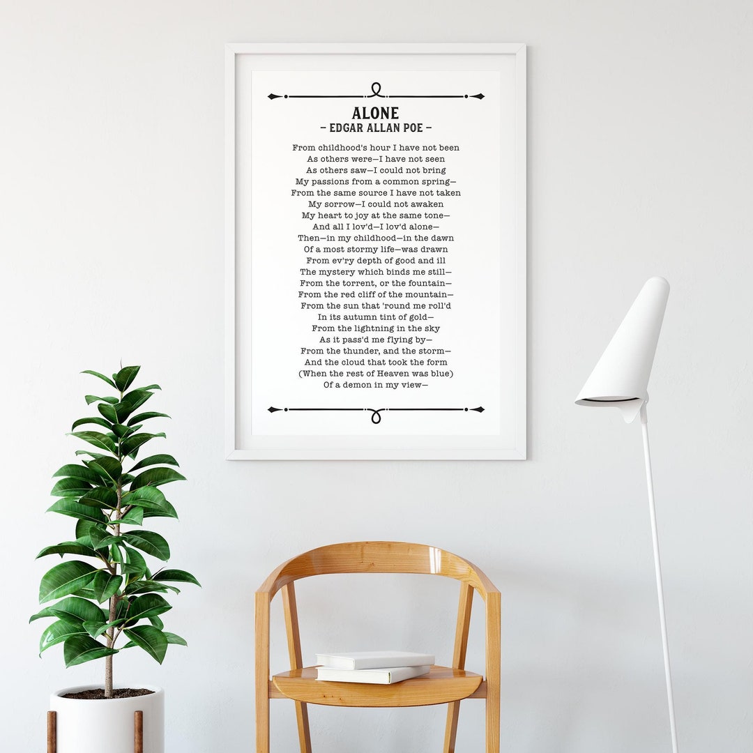 Poem Print, Edgar Allan Poe Alone, Poetry Lover Gift, Self Care ...