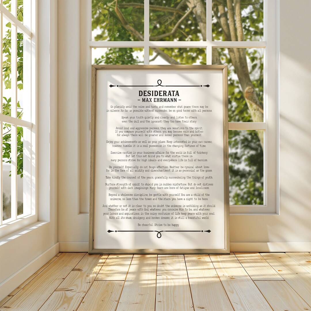 Desiderata Poem Art Print Max Ehrmann Quote, Poetry Lover Gift, Poetry ...