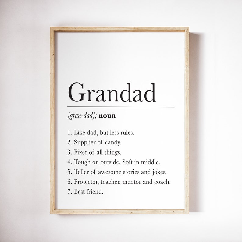 Grandad Definition Grandad Gifts Fathers Day Gift Granddad - Etsy Australia
