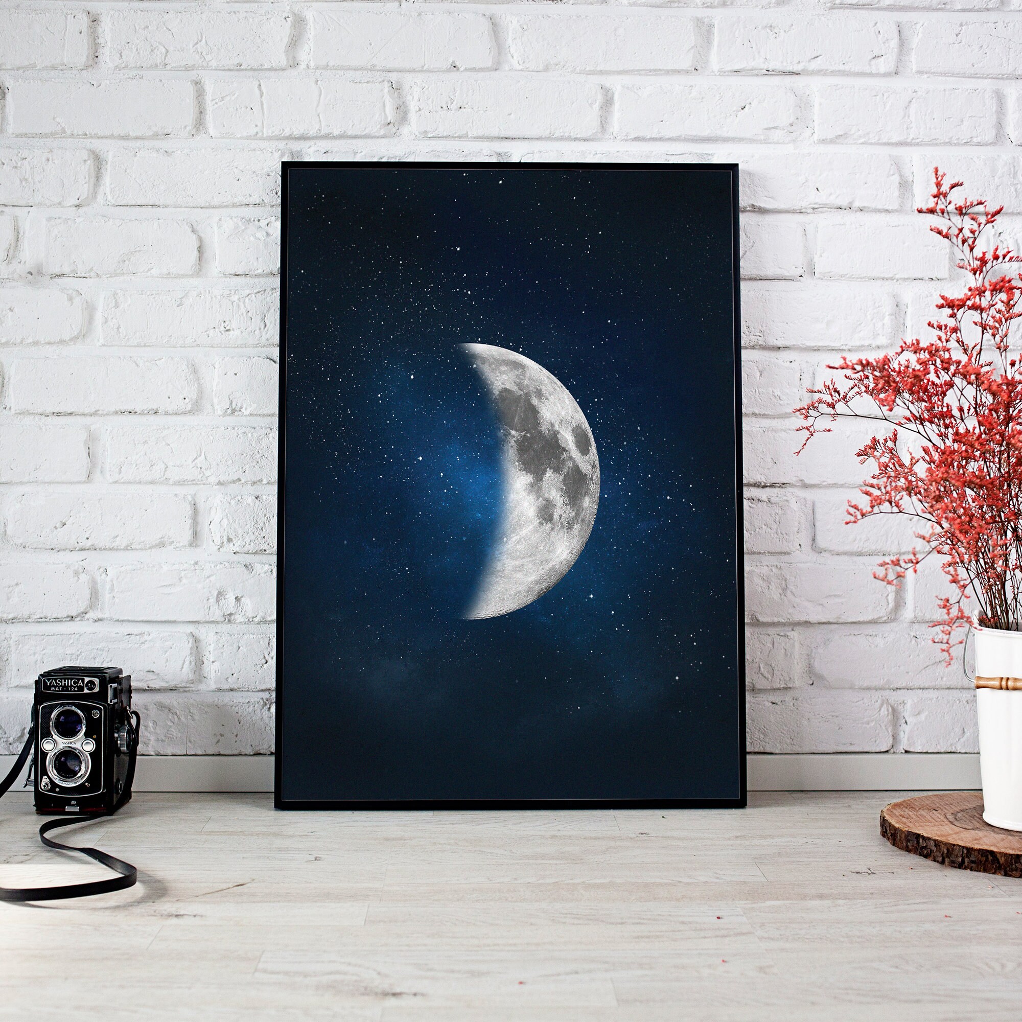 Moon Print Night Sky Starry Night Moon Wall Art Moon - Etsy