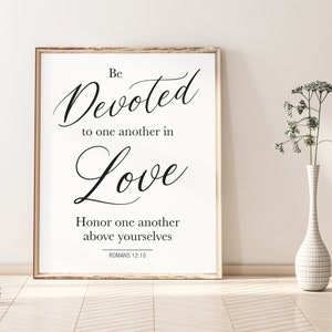 Romans 12:10, Wedding Sign Wall Decor, Be Devoted to One Another in ...