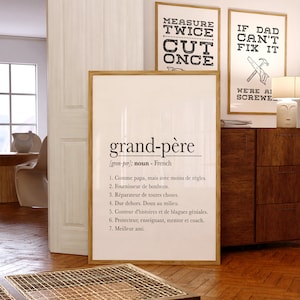 Grand Pere French Definition Print, Grandad Definition Wall Art, French ...