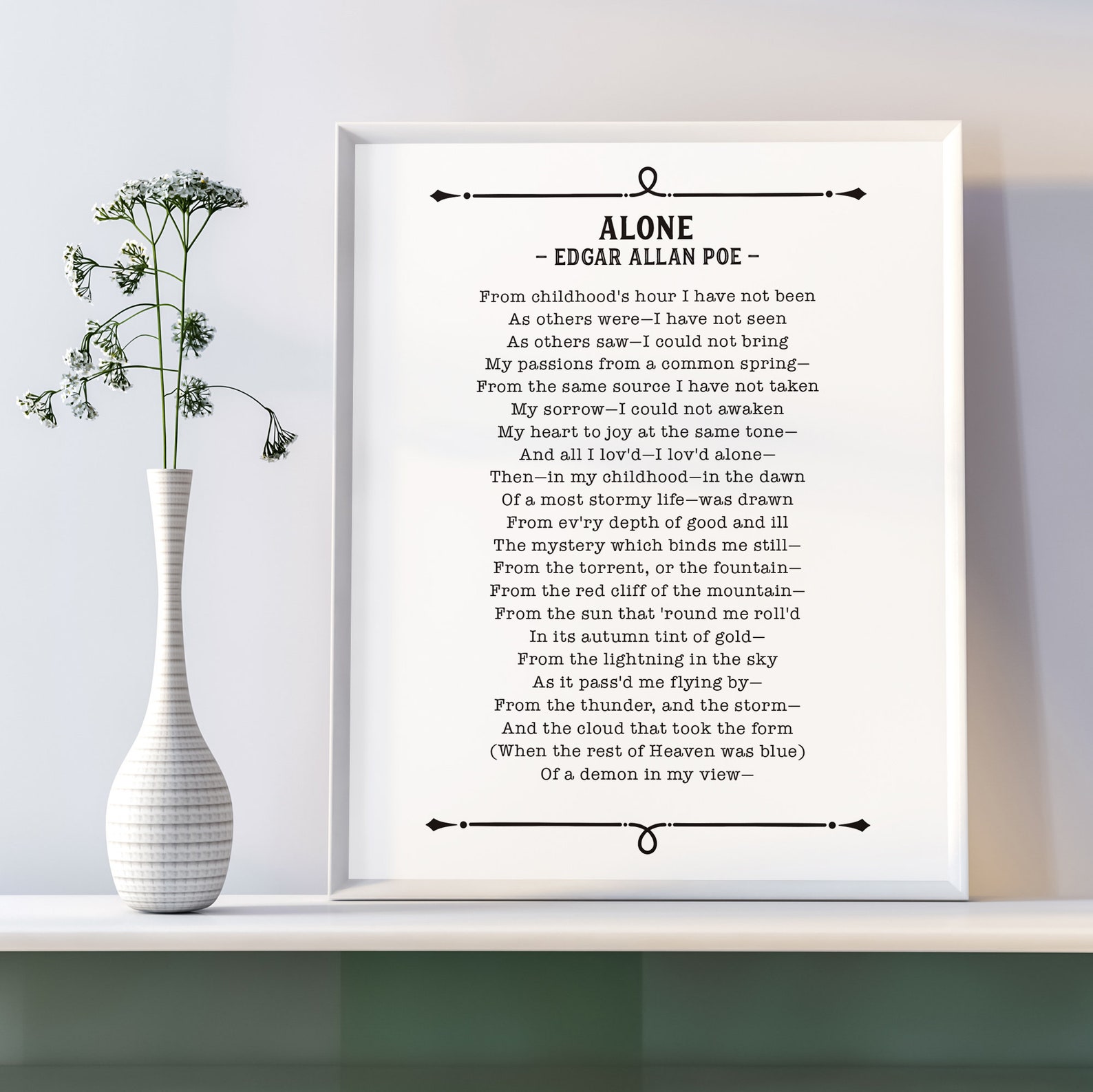 Poem Print, Edgar Allan Poe Alone, Poetry Lover Gift, Self Care ...