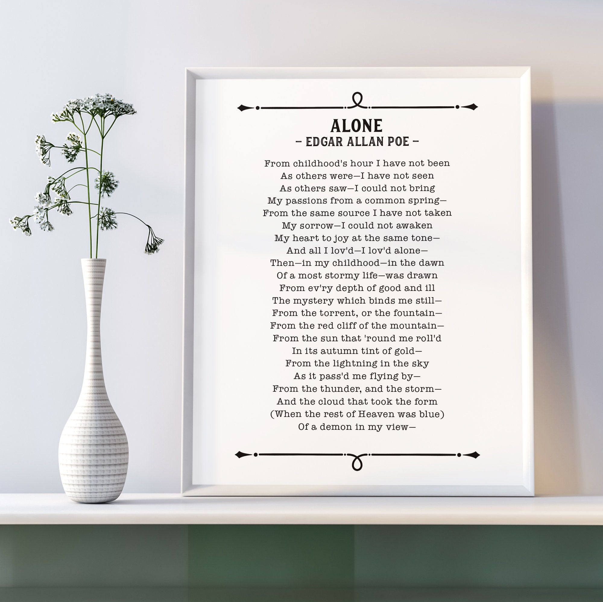 Poem Print Edgar Allan Poe Alone Poetry Lover Gift Instant - Etsy Ireland