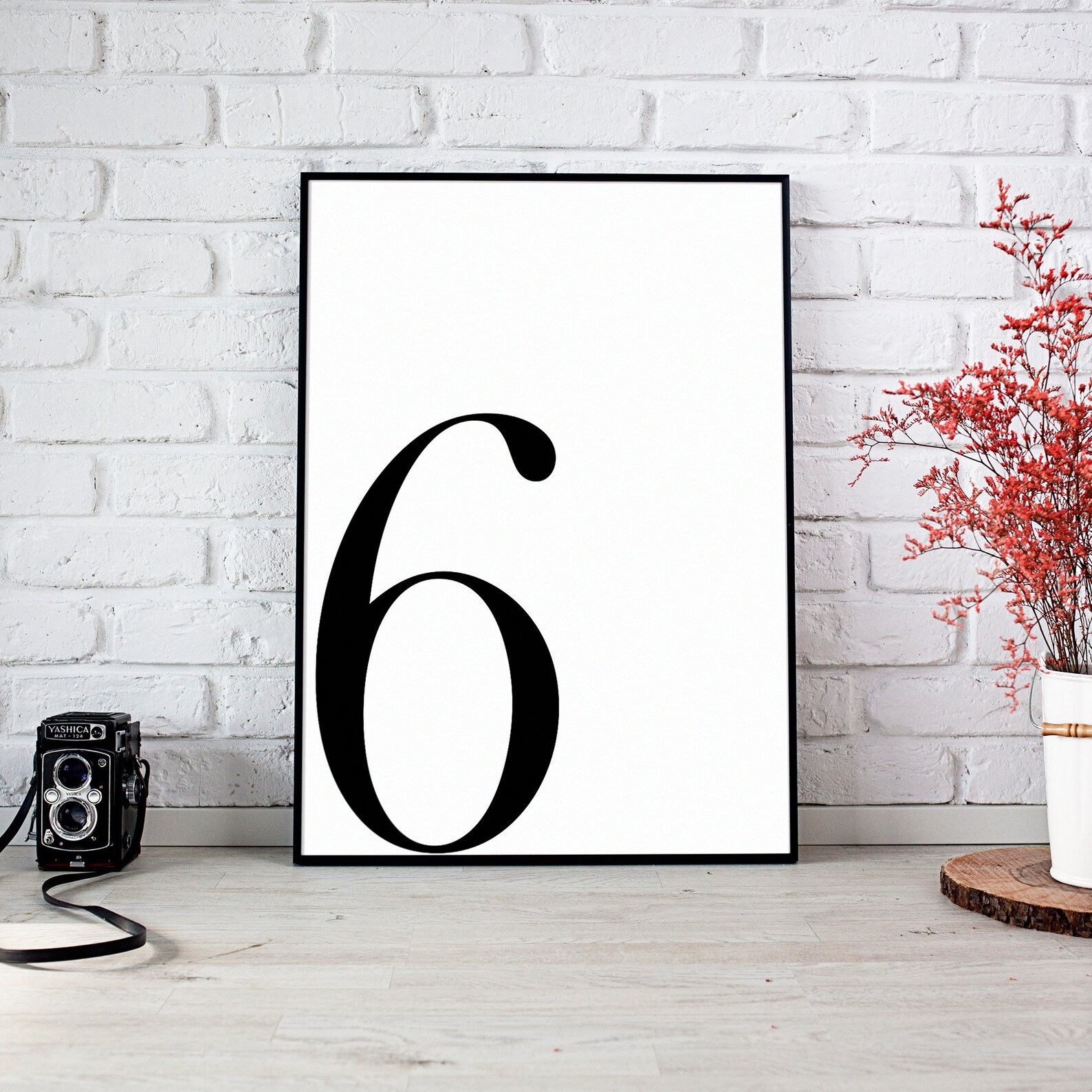Number Six, Number 6, Number Wall Decor, B&W Typography, Typography Art ...