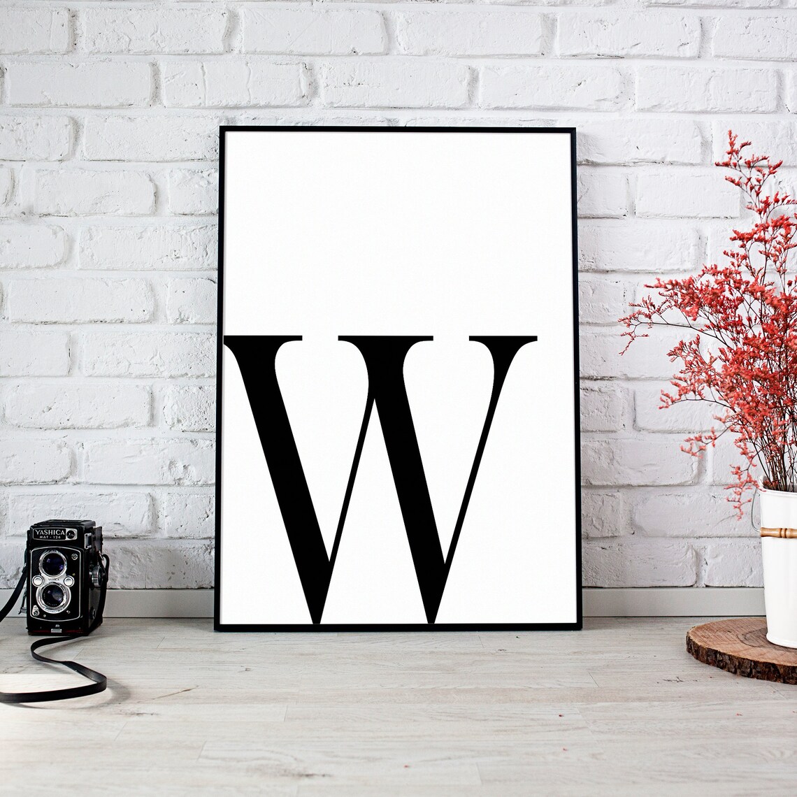 Letter W Printable, Initial Wall Decor, B&W Typography, Typography Art ...