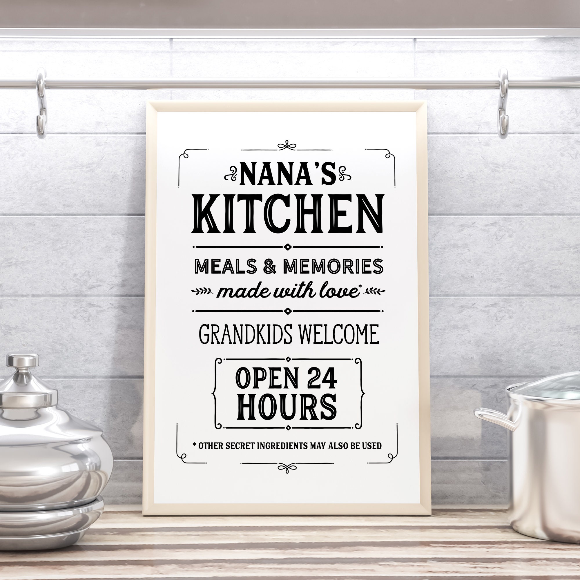 Nana's Kitchen Sign, Best Nana, Vintage Kitchen Sign, Grandmother Gift ...