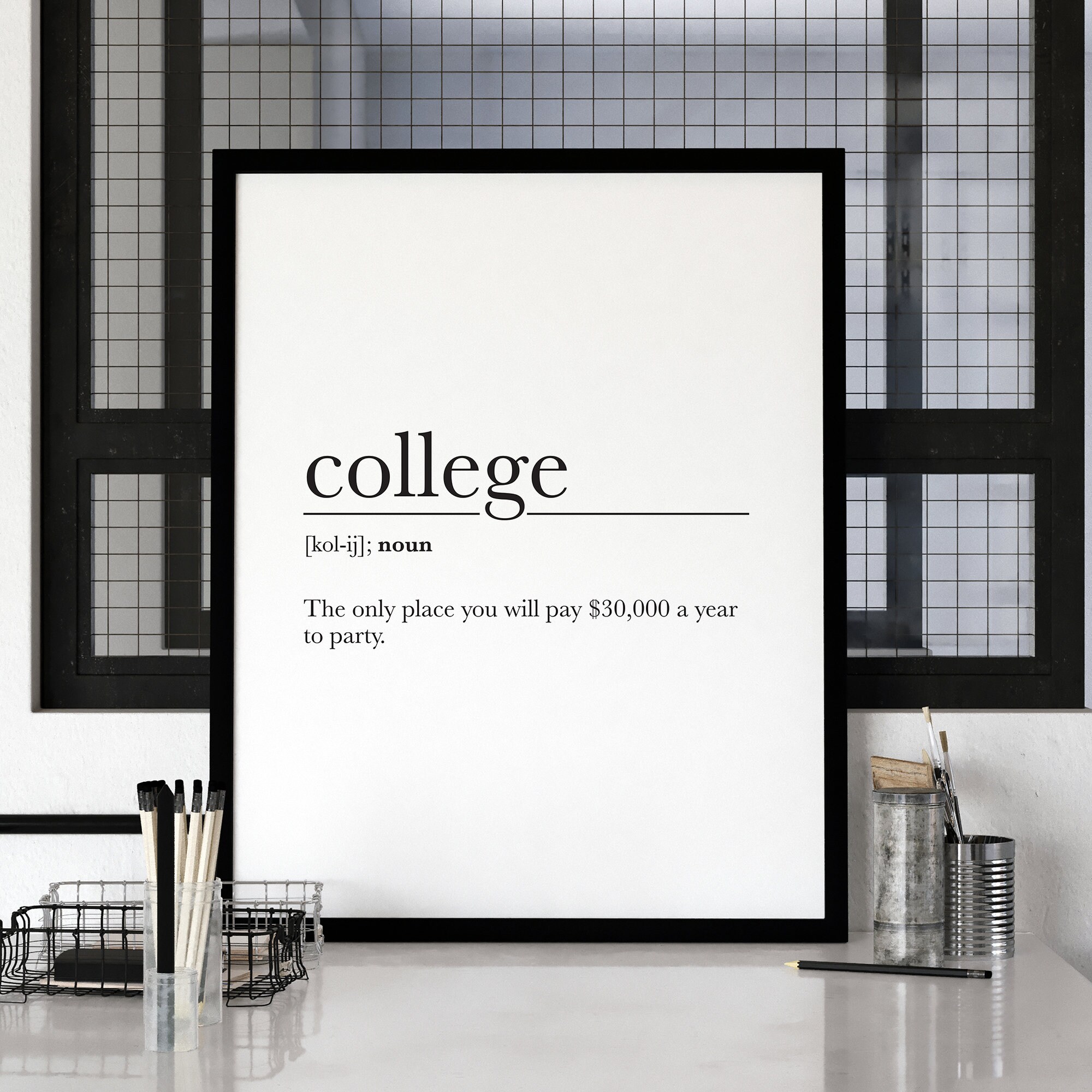 College Definition Print Dictionary Art Print College Dorm Etsy