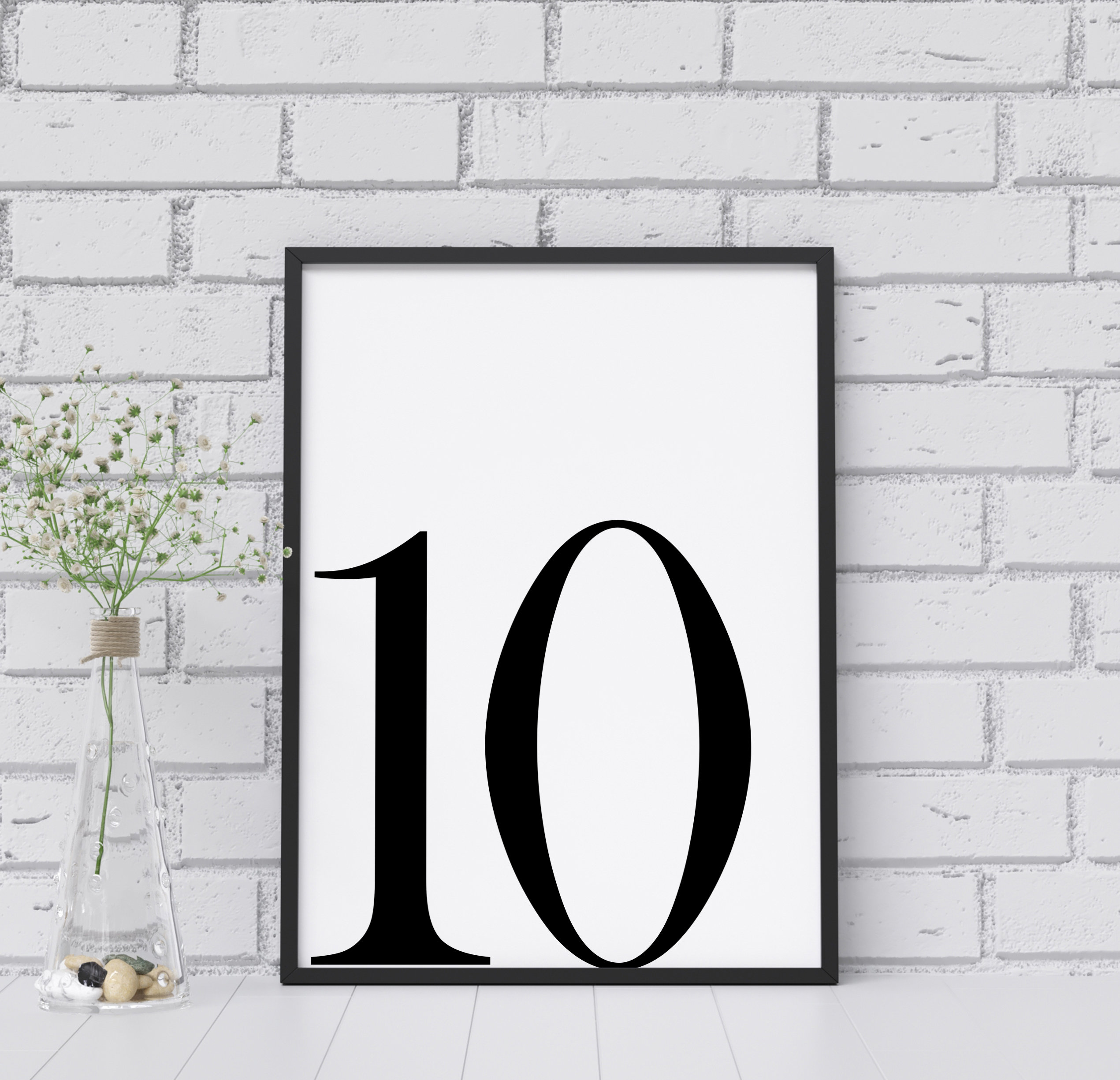 Number Ten, Number 10, Number Wall Decor, B&W Typography, Typography ...