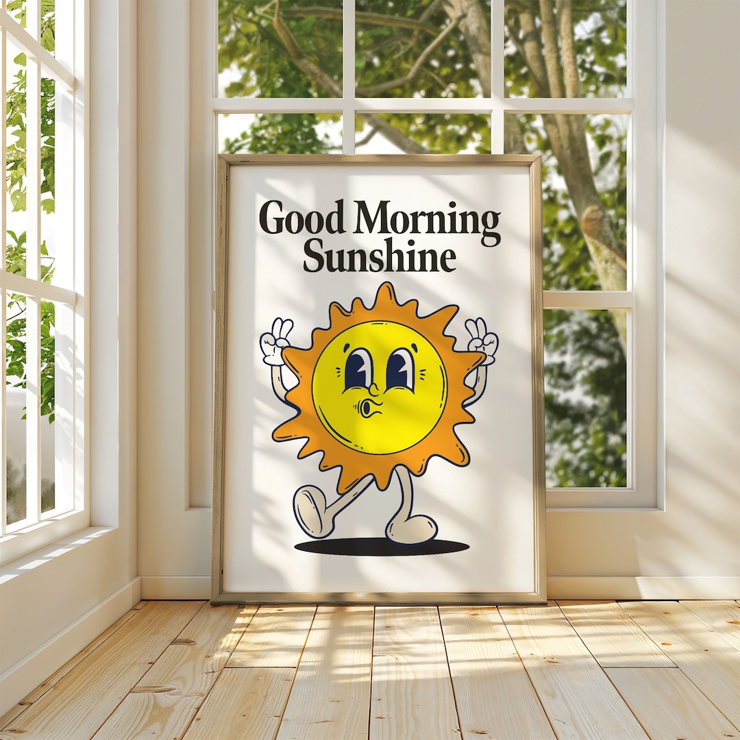 Good Morning Sunshine Fun Retro Character Printable Wall Art, Cute ...