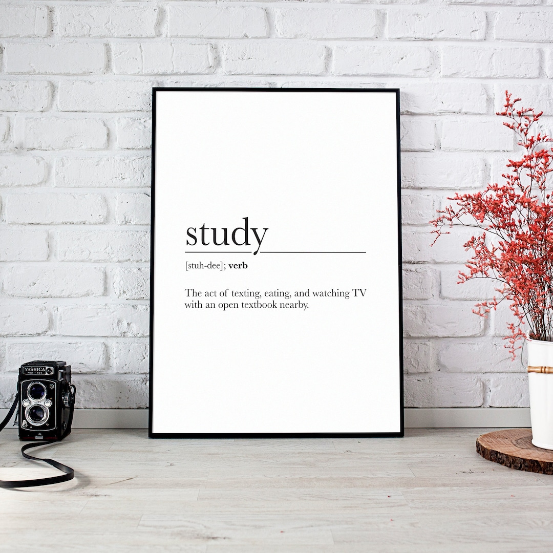 Study Definition Print, Funny Dorm Wall Art, Funny Gift for Student ...